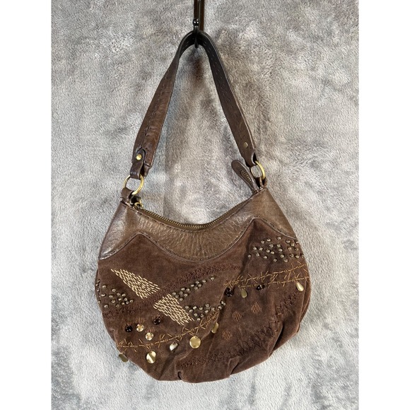 David & Scotti | Bags | David Scotti Purse Hobo Bag Brown Embroidered ...